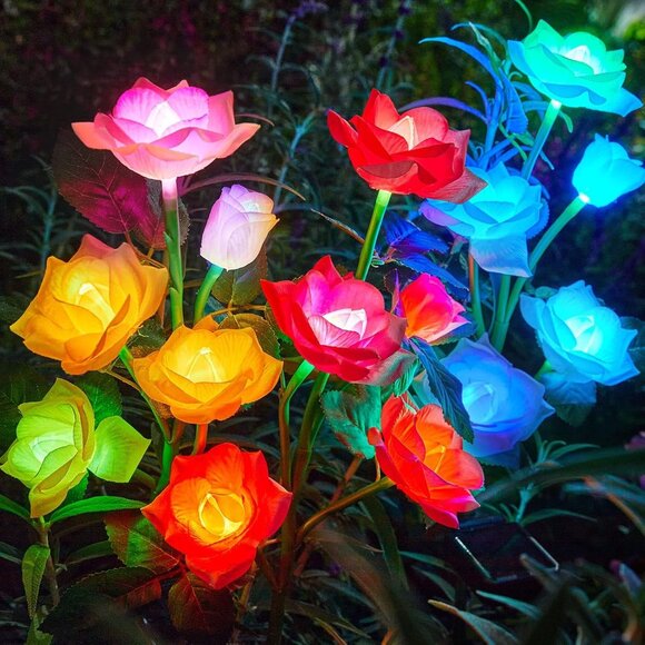Accents | New 3pack Multicolor Changing Rose Flower Solar Lights For ...